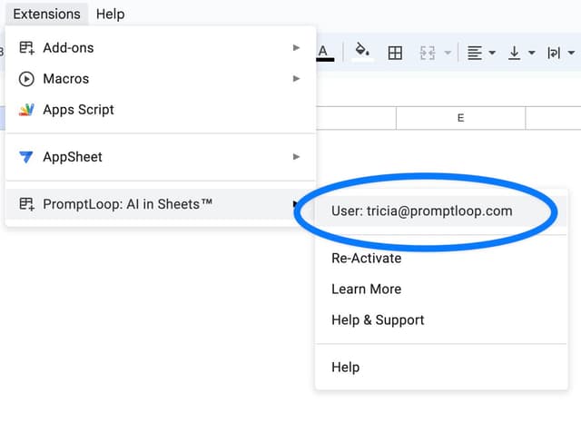 Enable PromptLoop in Google Sheets