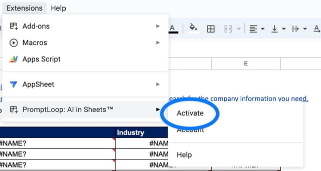 Enable PromptLoop in Google Sheets